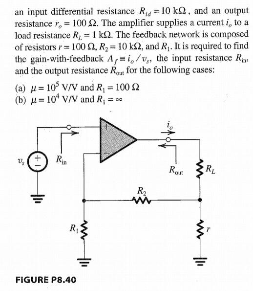 Solved 8.40 For the series-series feedback amplifier in Fig. | Chegg.com