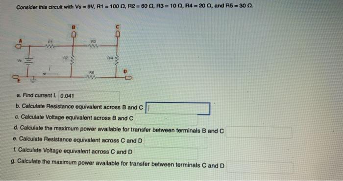 Solved Consider this circuit with Vs = 9V, R1 = 100, R2 = | Chegg.com