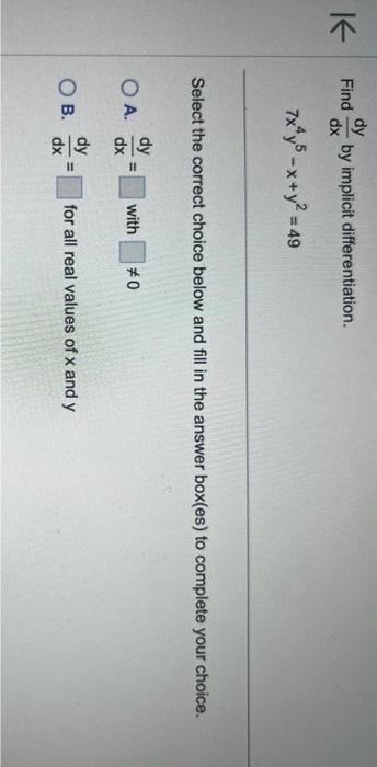 Solved Find \\( \\frac{d y}{d x} \\) by implicit | Chegg.com