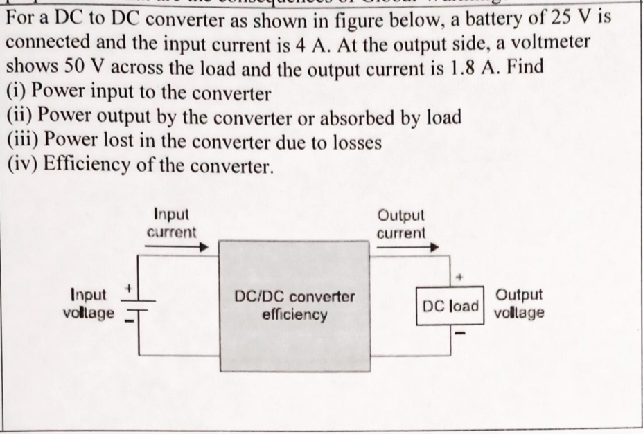 Solved For a DC to DC converter as shown in figure below, a | Chegg.com