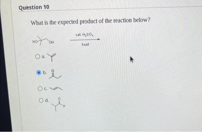 Solved What is the expected product of the reaction below? | Chegg.com