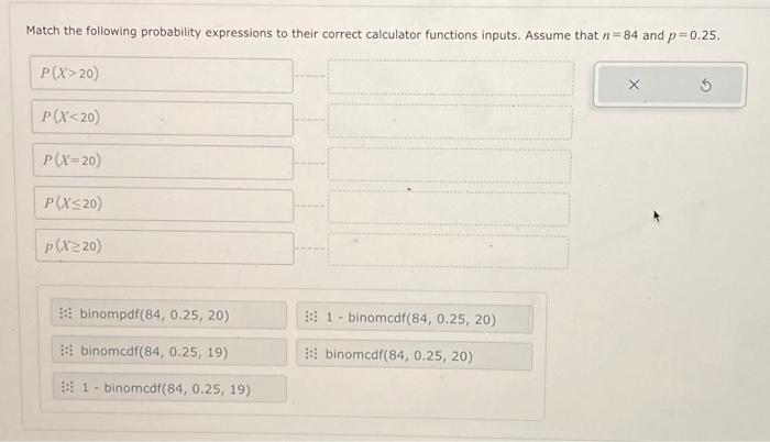 Solved Match the following probability expressions to their | Chegg.com