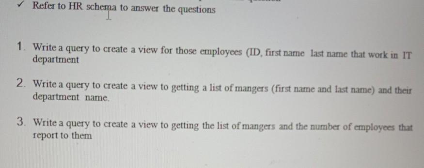 Solved write the queries to create a view from given picture | Chegg.com