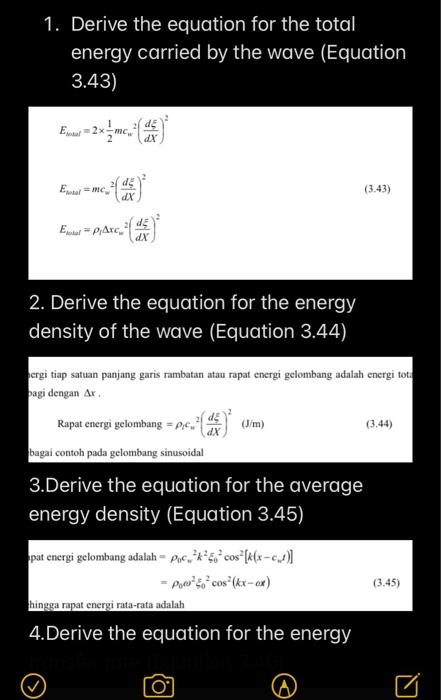 Solved 1. Derive the equation for the total energy carried | Chegg.com