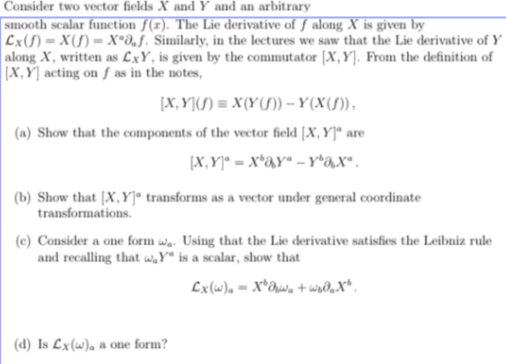Solved Consider two vector fields x ﻿and Y ﻿and an | Chegg.com