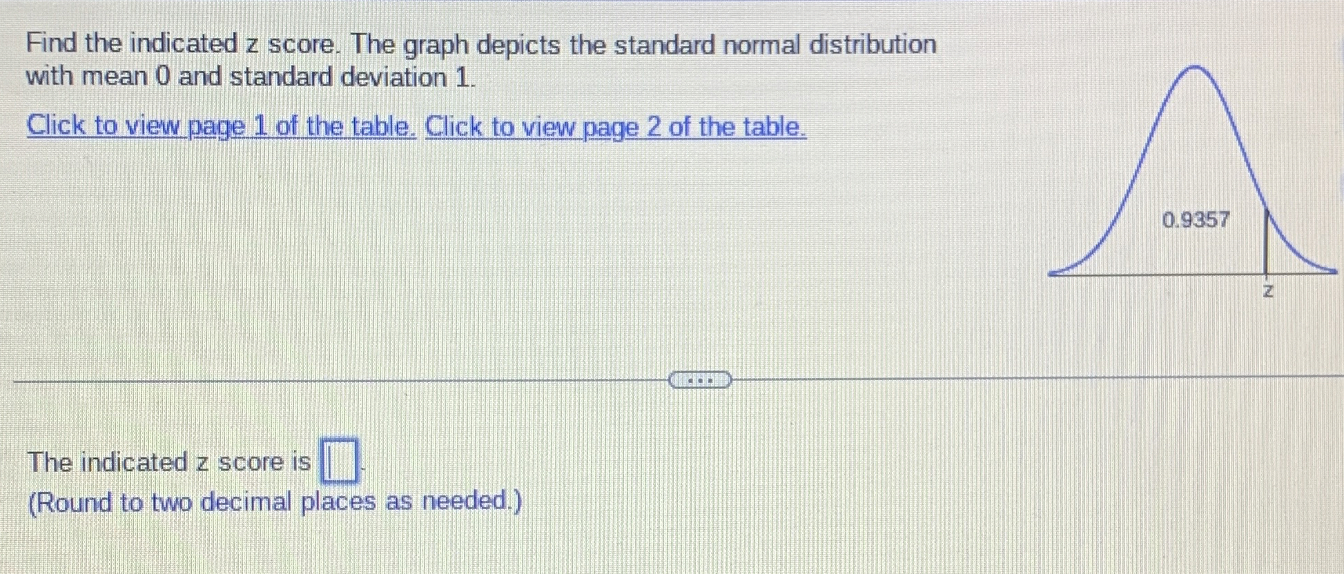 Solved Find the indicated z score. The graph depicts the | Chegg.com
