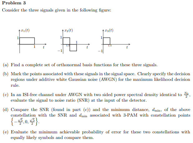 Problem 3Consider the three signals given in the | Chegg.com