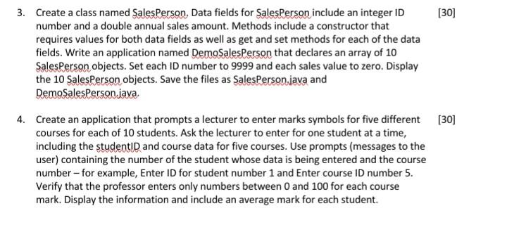 Solved 3. Create a class named SalesPerson. Data fields for | Chegg.com Solved 3. Create a class named SalesPerson. Data fields for | Chegg.com