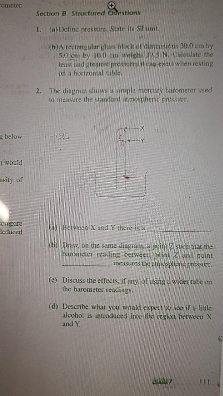 Solved cometer. Section B Structured Questions 1. (a) Define | Chegg.com