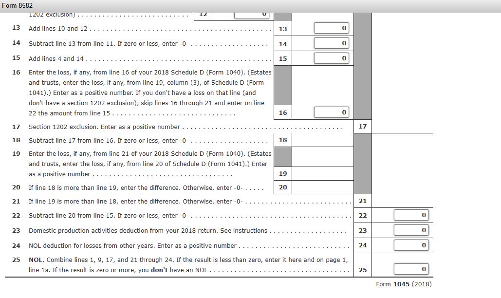 Solved I need help filling out schedule A NOL | Chegg.com