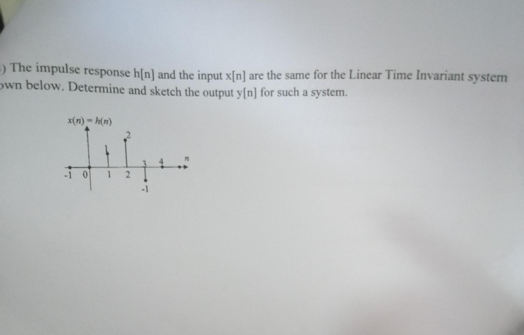 Solved The impulse response h[n] and the input x[n] are the | Chegg.com