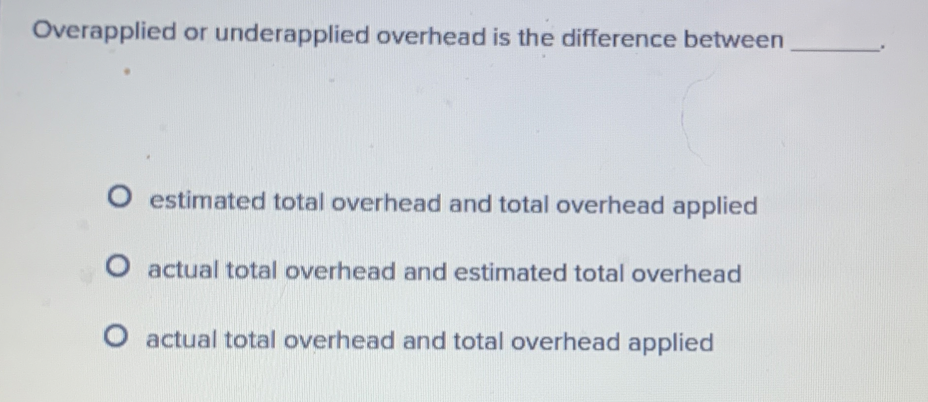 Solved Overapplied or underapplied overhead is the | Chegg.com