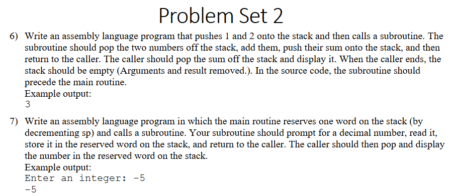 Problem Set 2 ﻿Write an assembly language program | Chegg.com