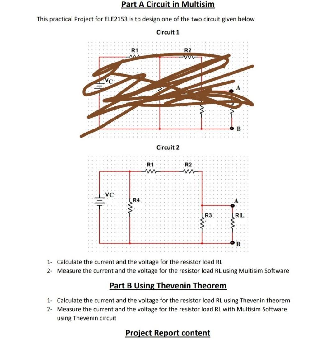 Solved Part A Circuit in Multisim This practical Project for | Chegg.com