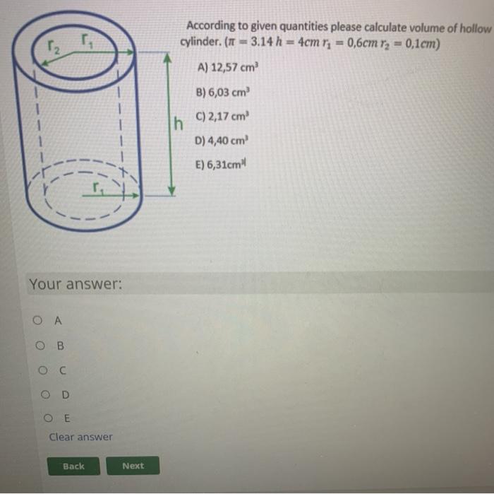 Solved According to given quantities please calculate volume | Chegg.com