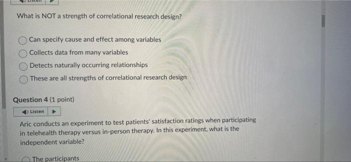 Solved What is NOT a strength of correlational research | Chegg.com