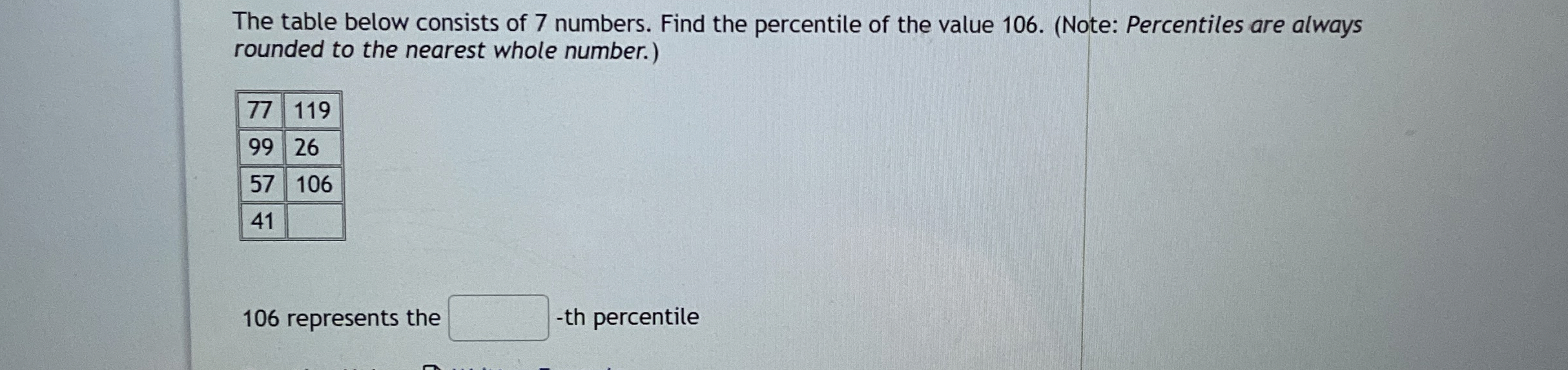 Solved The table below consists of 7 ﻿numbers. Find the | Chegg.com