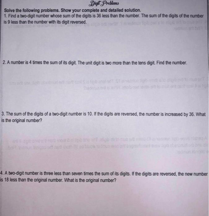 Solved Solve the following problems. Show your complete and | Chegg.com