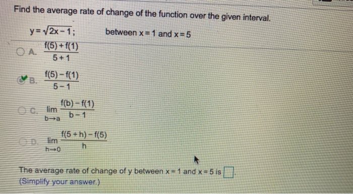 Solved Find the average rate of change of the function over | Chegg.com