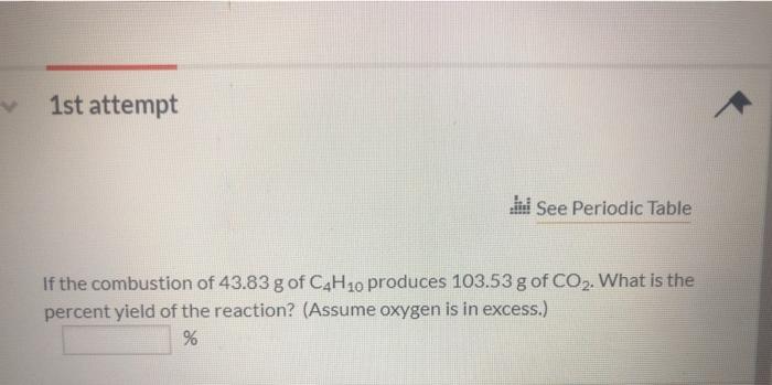 Solved 1st attempt . See Periodic Table If the combustion of | Chegg.com