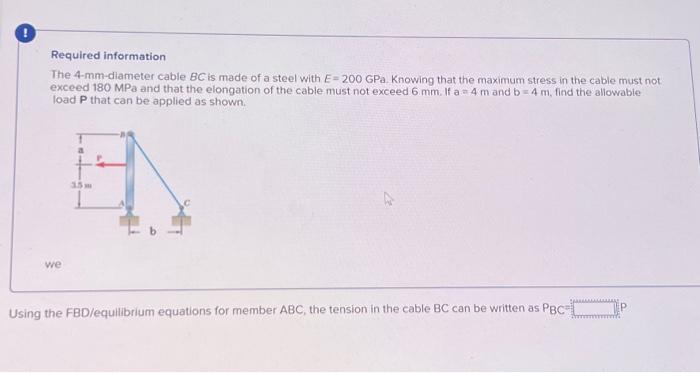 Solved Required information The 4-mm-diameter cable BC is | Chegg.com