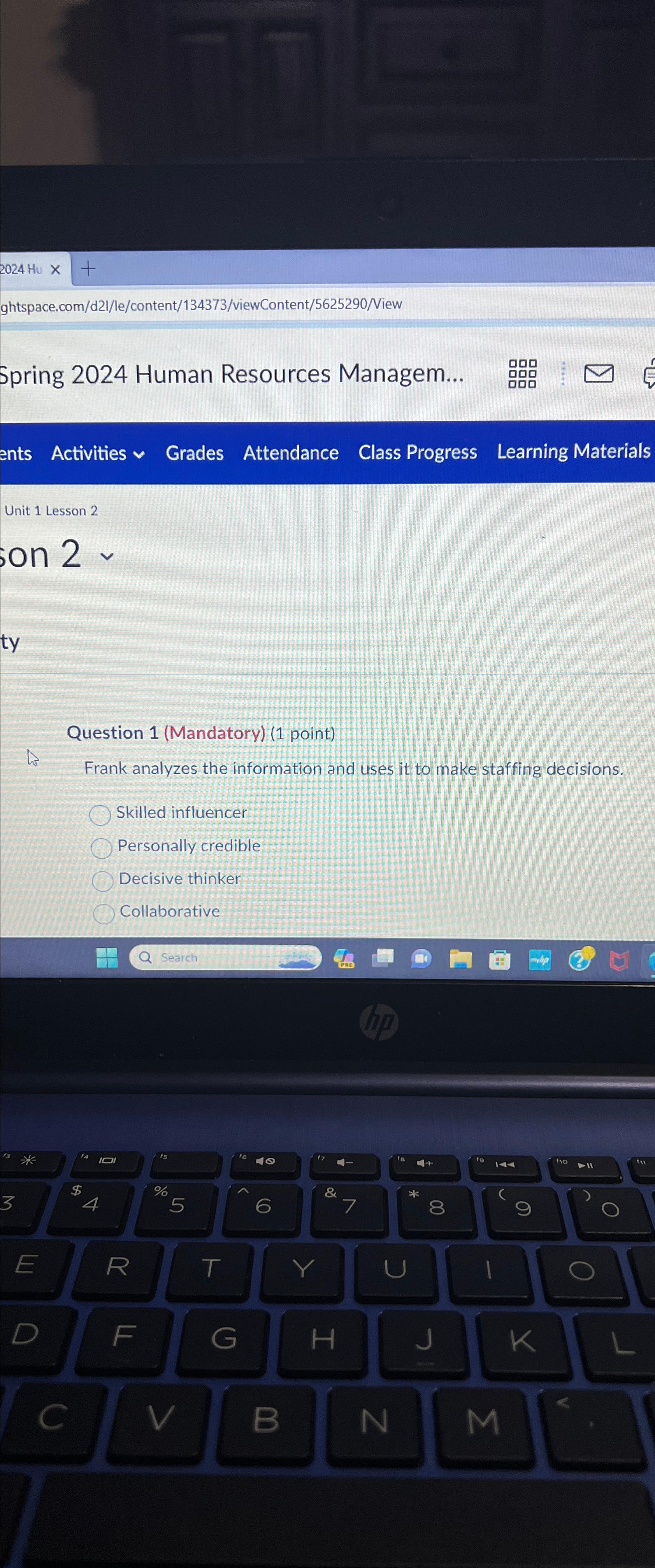 Solved Spring 2024 ﻿Human Resources Managem...Activities | Chegg.com