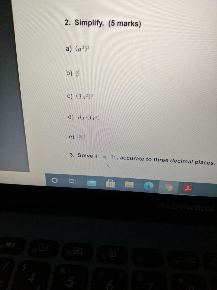 Solved 2. Simplify. (5 marks) a) (a3)2 b) c) (3x) d) x6x)) | Chegg.com