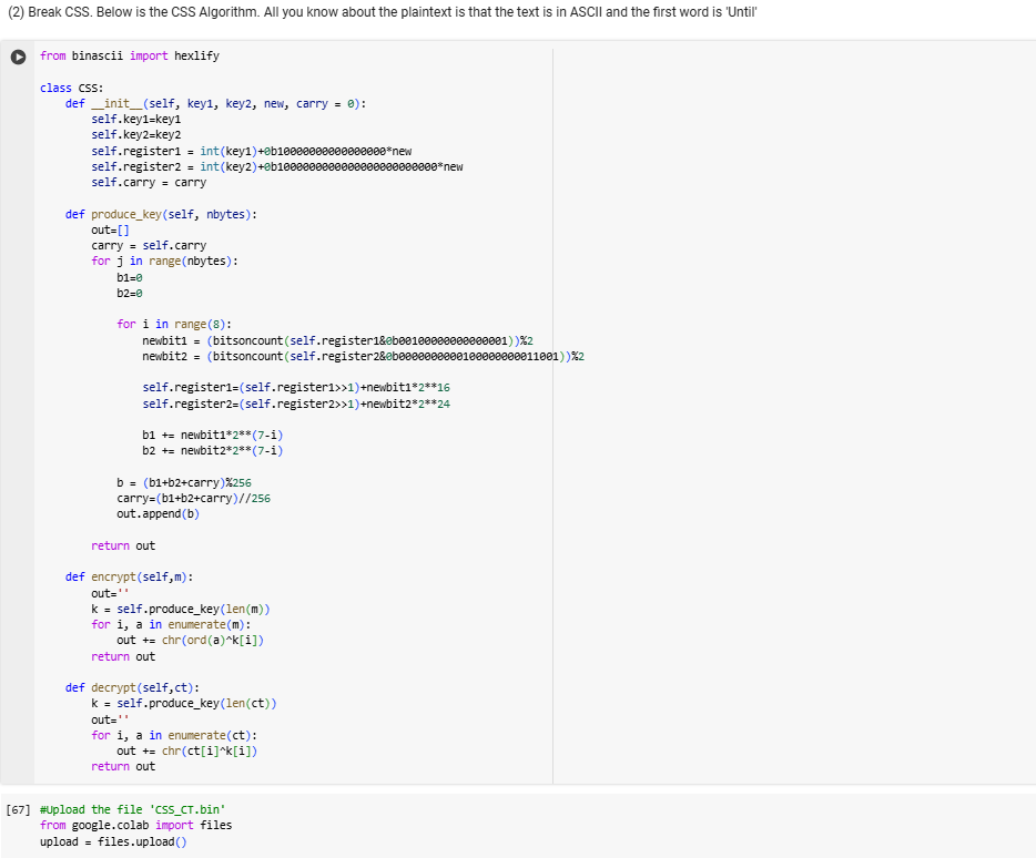 Please help me answer this question to decrypt this | Chegg.com