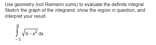 Solved Use geometry (not Riemann sums) ﻿to evaluate the | Chegg.com