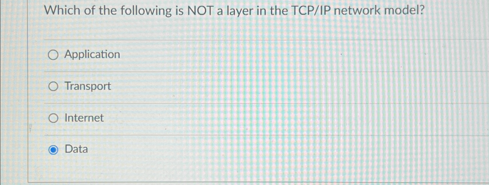 Solved Which of the following is NOT a layer in the TCP/IP | Chegg.com