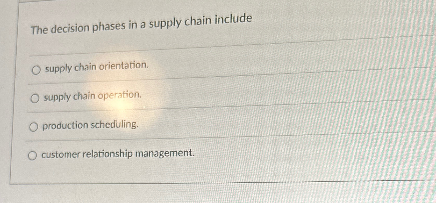 Solved The decision phases in a supply chain includesupply | Chegg.com