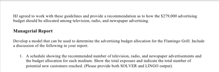 Case Problem 1 Planning an Advertising Campaign The | Chegg.com