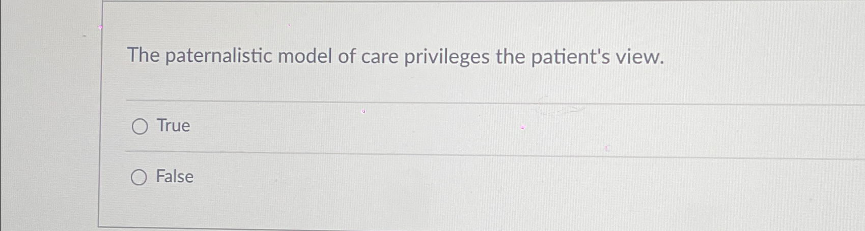 Solved The paternalistic model of care privileges the | Chegg.com