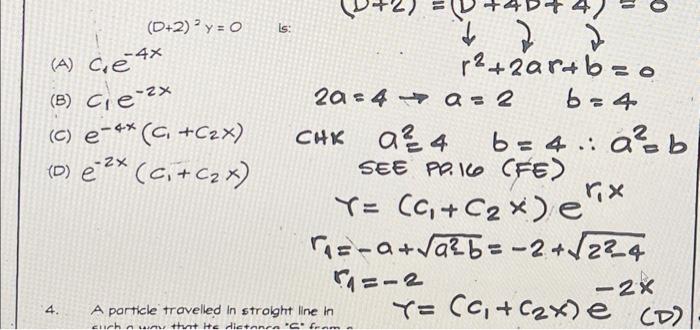 Solved Please explain why the "y" in the equation (D+2)^2=0 | Chegg.com