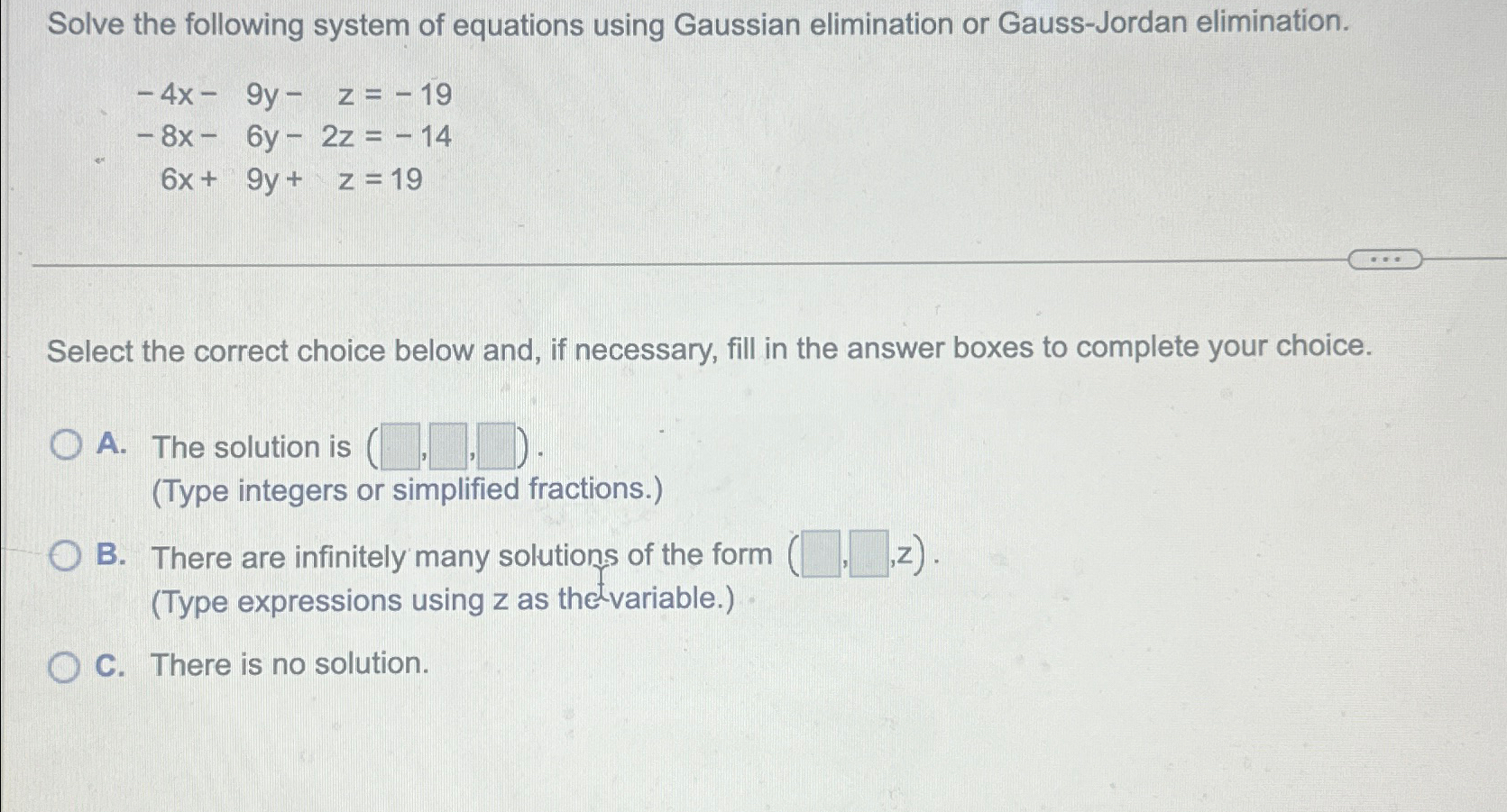 Solved Solve the following system of equations using | Chegg.com