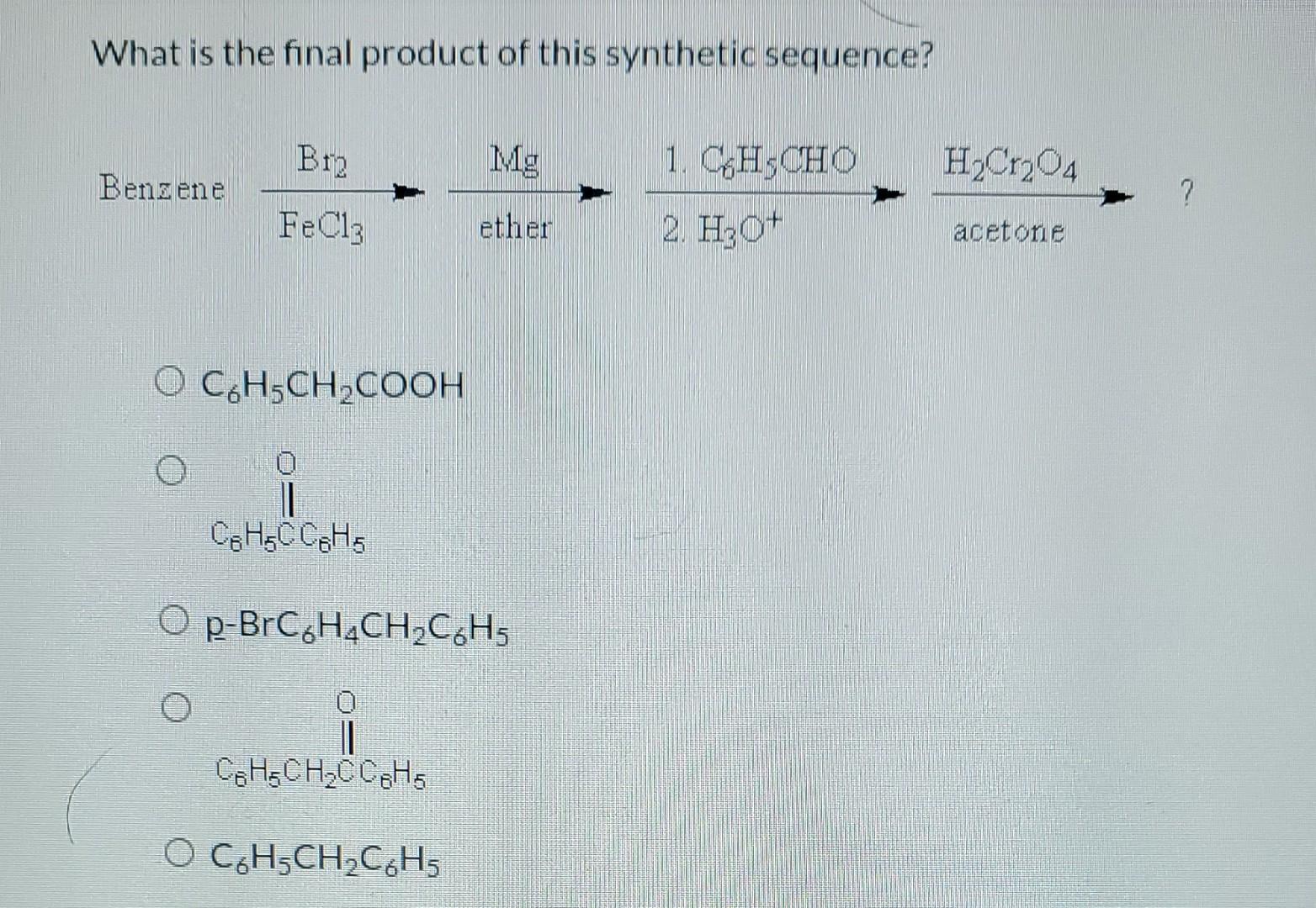 Solved What is the final product of this synthetic sequence? | Chegg.com