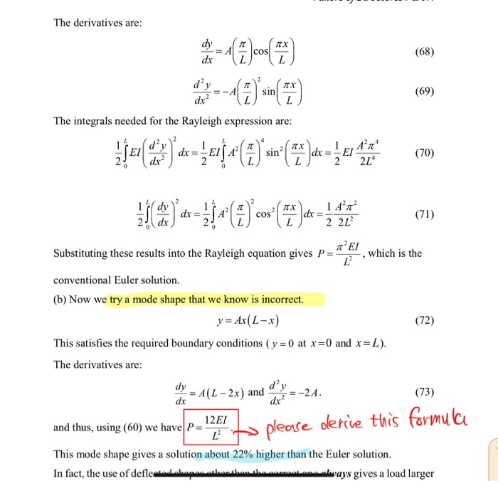 Solved Use the Rayleigh method to estimate the buckling load | Chegg.com