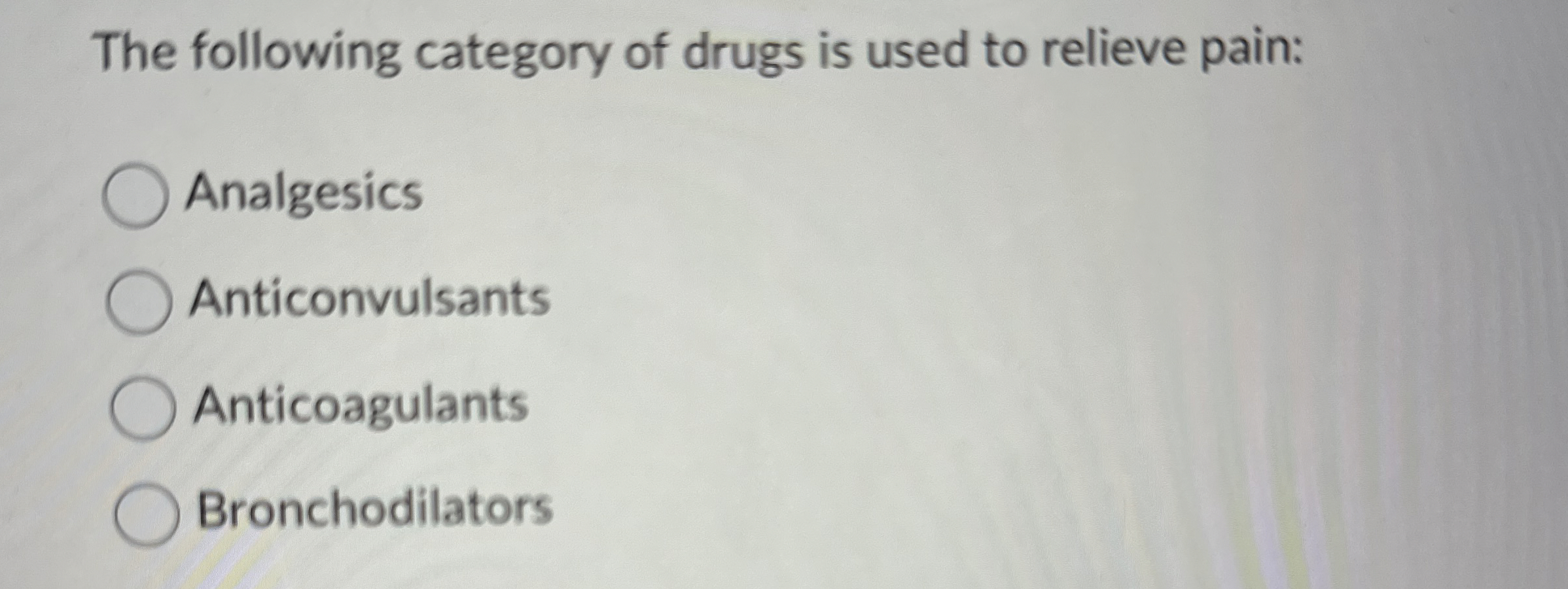 Solved The following category of drugs is used to relieve | Chegg.com
