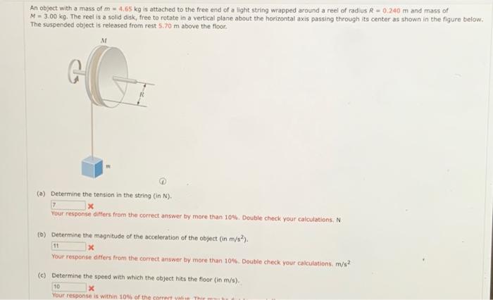 Solved An object with a mass of m=4.65 kg is attached to the | Chegg.com