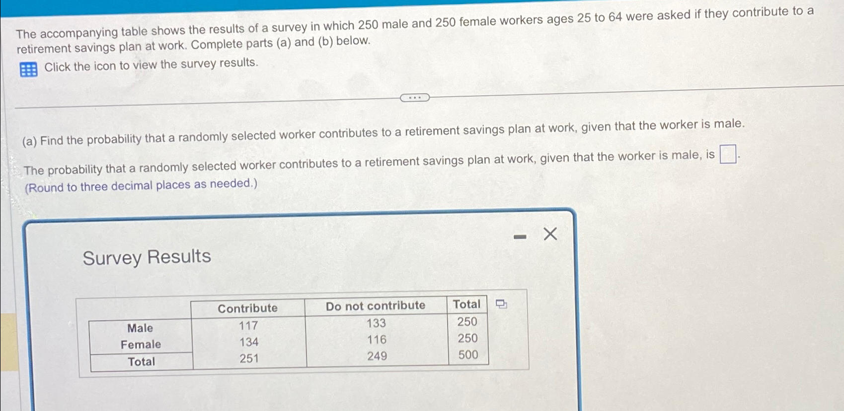 Solved The accompanying table shows the results of a survey | Chegg.com