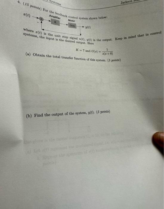 Solved The input is the step signal u(t),y(t) is the output. | Chegg.com
