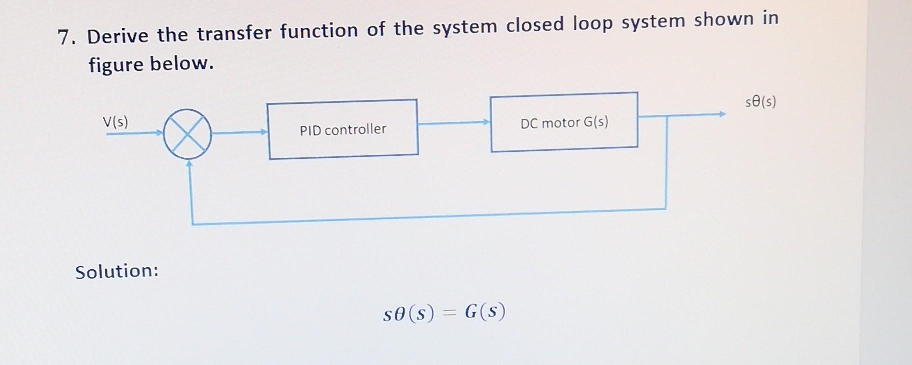Solved 7. Derive the transfer function of the system closed | Chegg.com