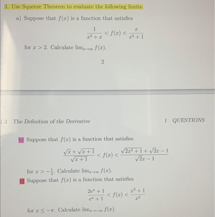 Solved 3. Use Squeeze Theorem to evaluate the following | Chegg.com