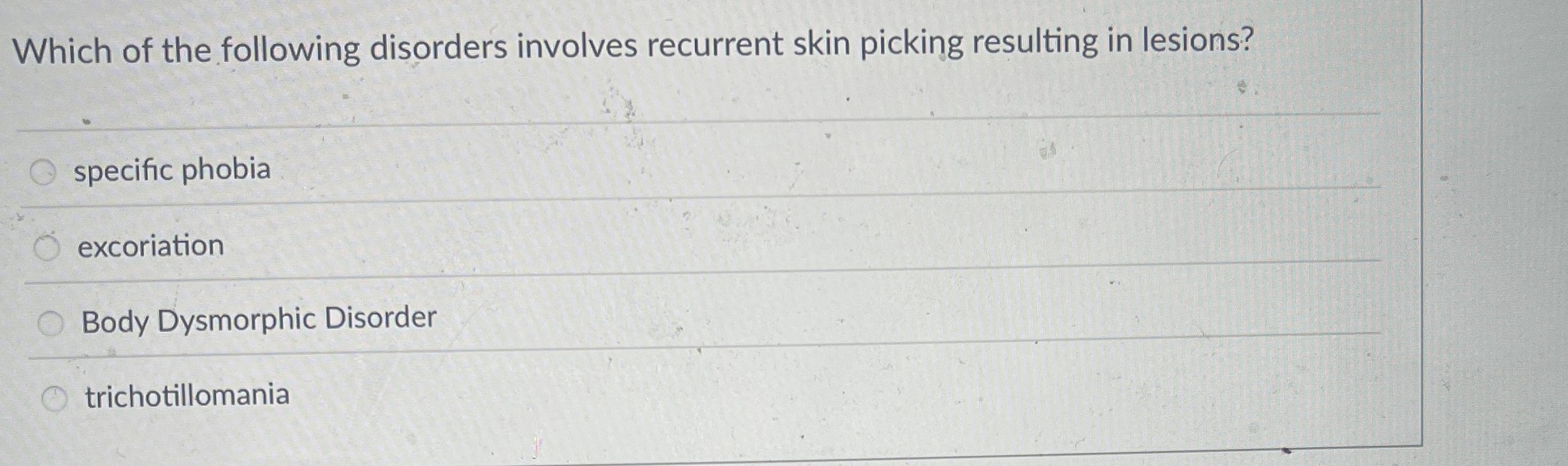 Solved Which of the following disorders involves recurrent | Chegg.com