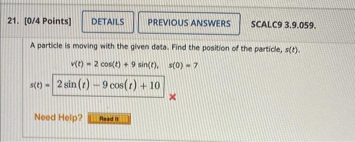 Solved 21. [0/4 Points] DETAILS PREVIOUS ANSWERS SCALC9 | Chegg.com