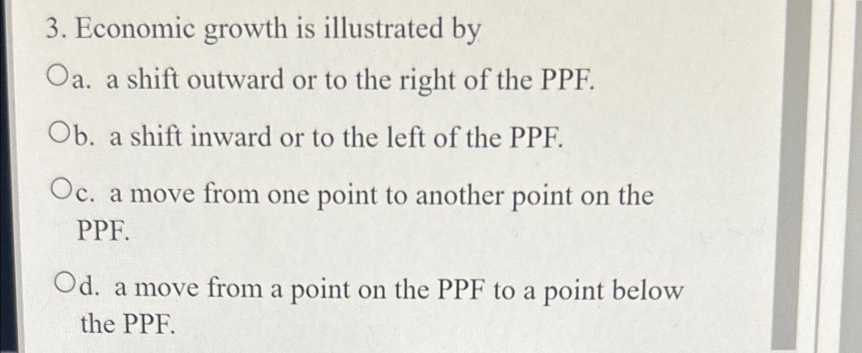 Solved Economic growth is illustrated bya. ﻿a shift outward | Chegg.com