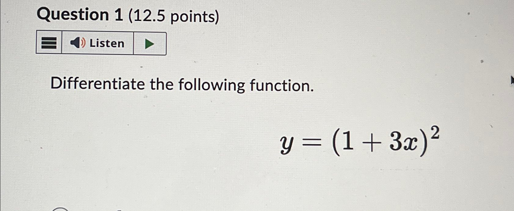 Solved Question 1 (12.5 ﻿points)Differentiate the following | Chegg.com