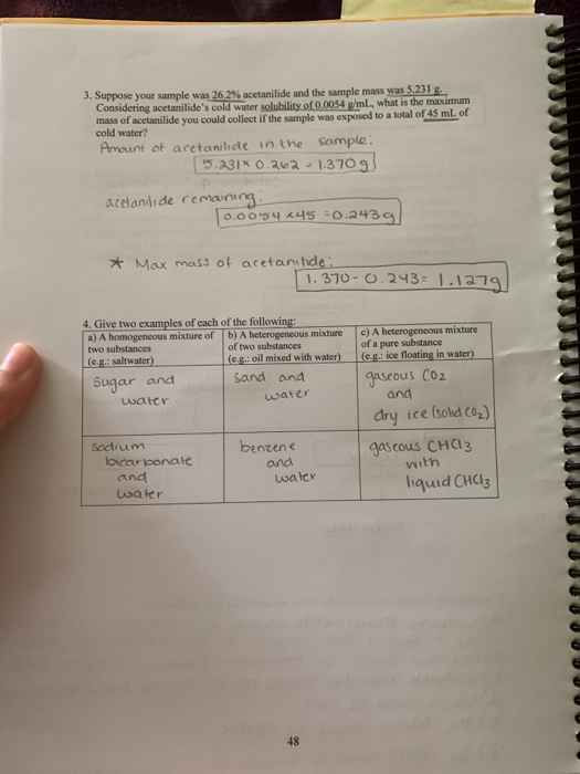 Solved report sheet & questions, separating a mixture, | Chegg.com
