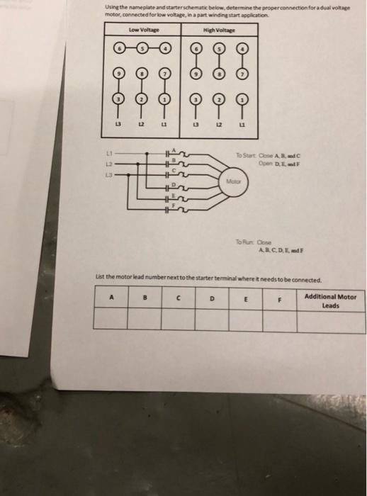 Using the nameplate and starter schematic | Chegg.com