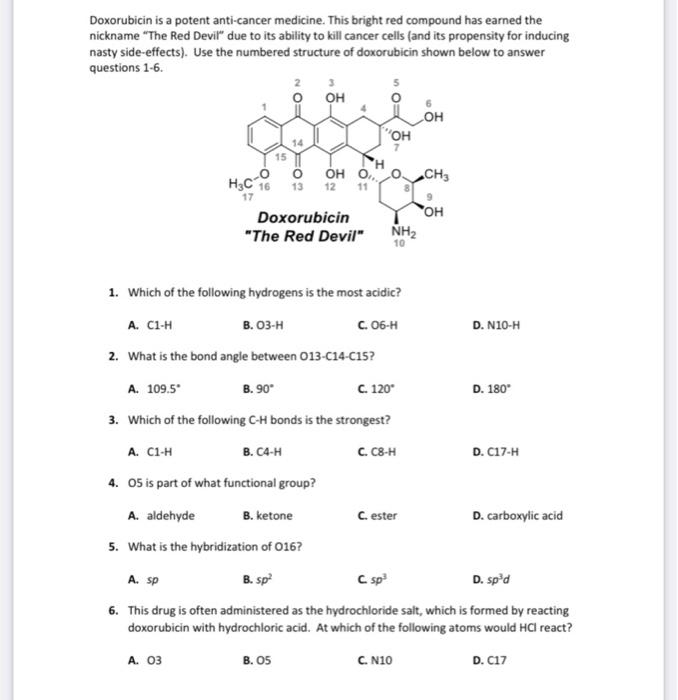 Solved Doxorubicin is a potent anti-cancer medicine. This | Chegg.com